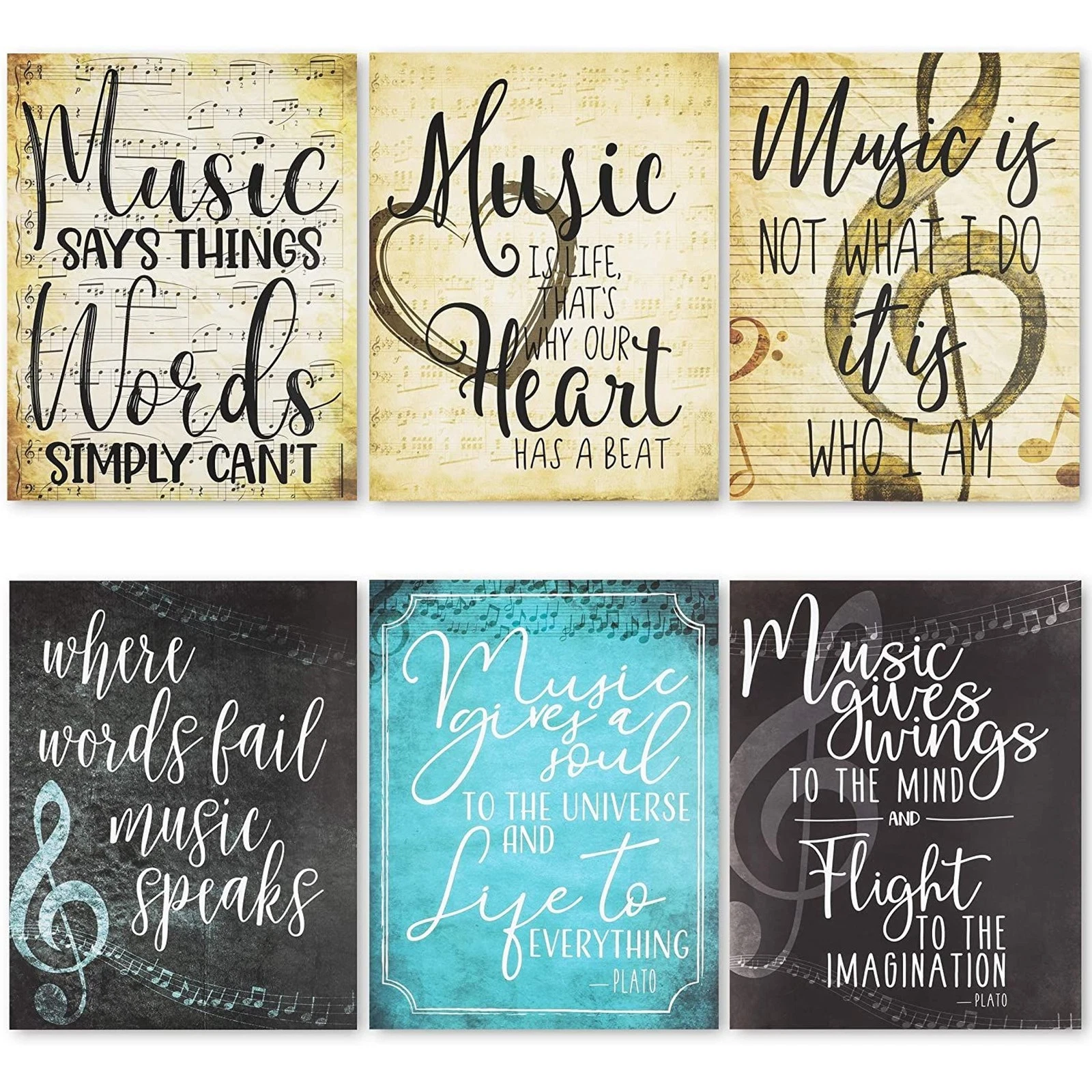Music Classroom Posters, Inspirational Quotes (11 x 14 In, 6 Pack ...