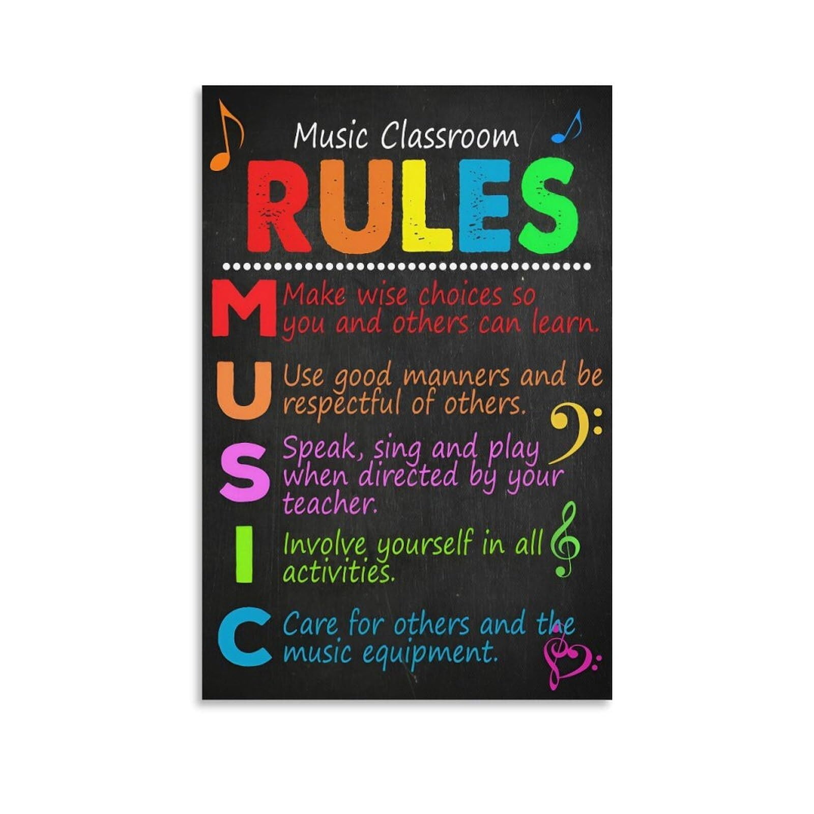 Music Classroom Rules Poster Decorative Painting Bathroom Decor Living ...