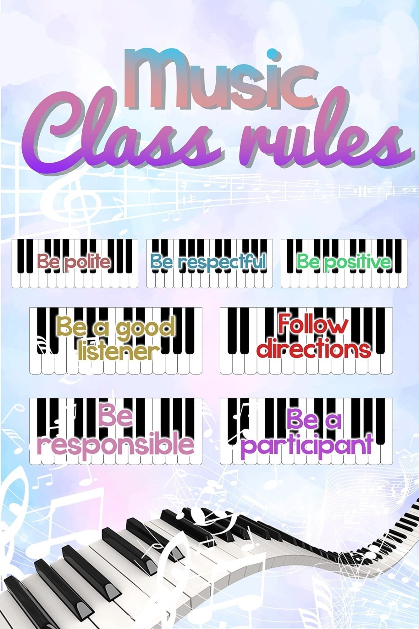 Music Classroom rules Poster Music Teacher Classroom Printable Posters ...
