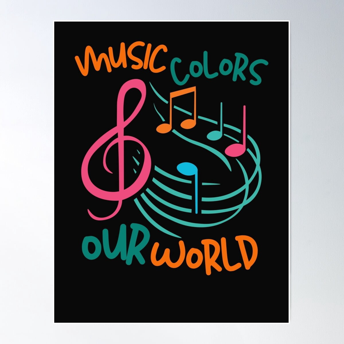 Music Colors Our World Groovy Text Poster Wall Art, Modern Wall Decor ...