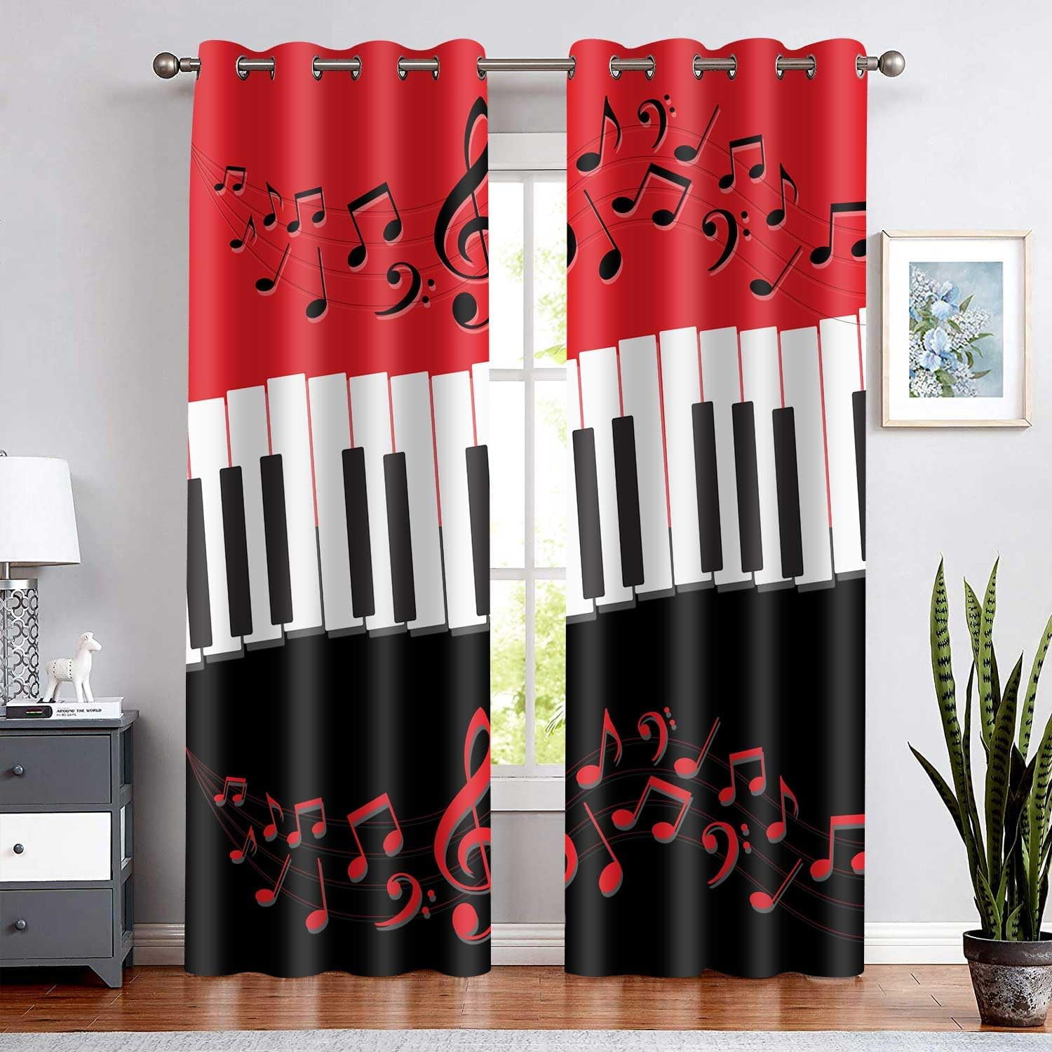 Music Curtains Musical Notes and Melody Window Curtains - Walmart.com