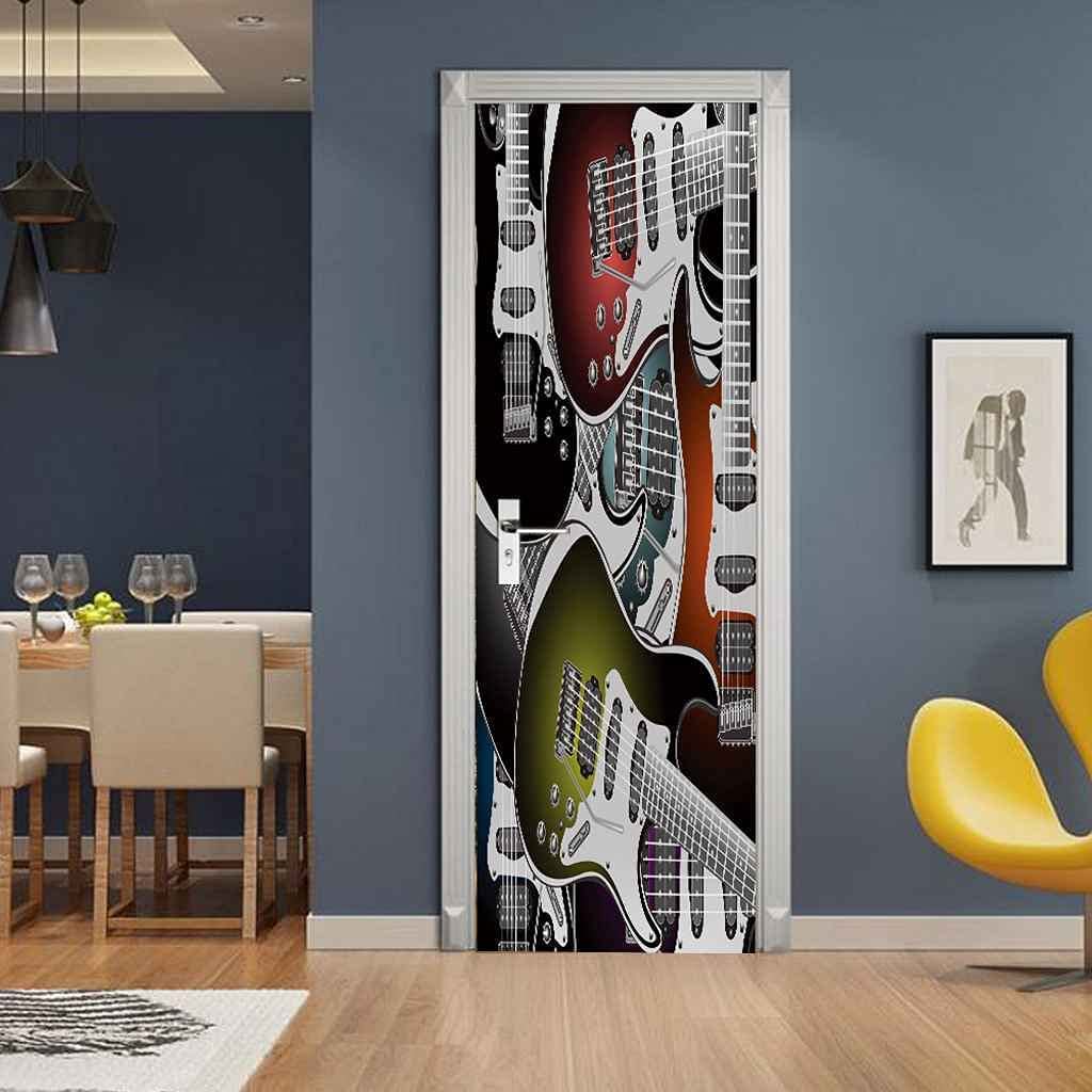 Music Door stickers Rock Hippie Door Mural stickers Hip Hop ...