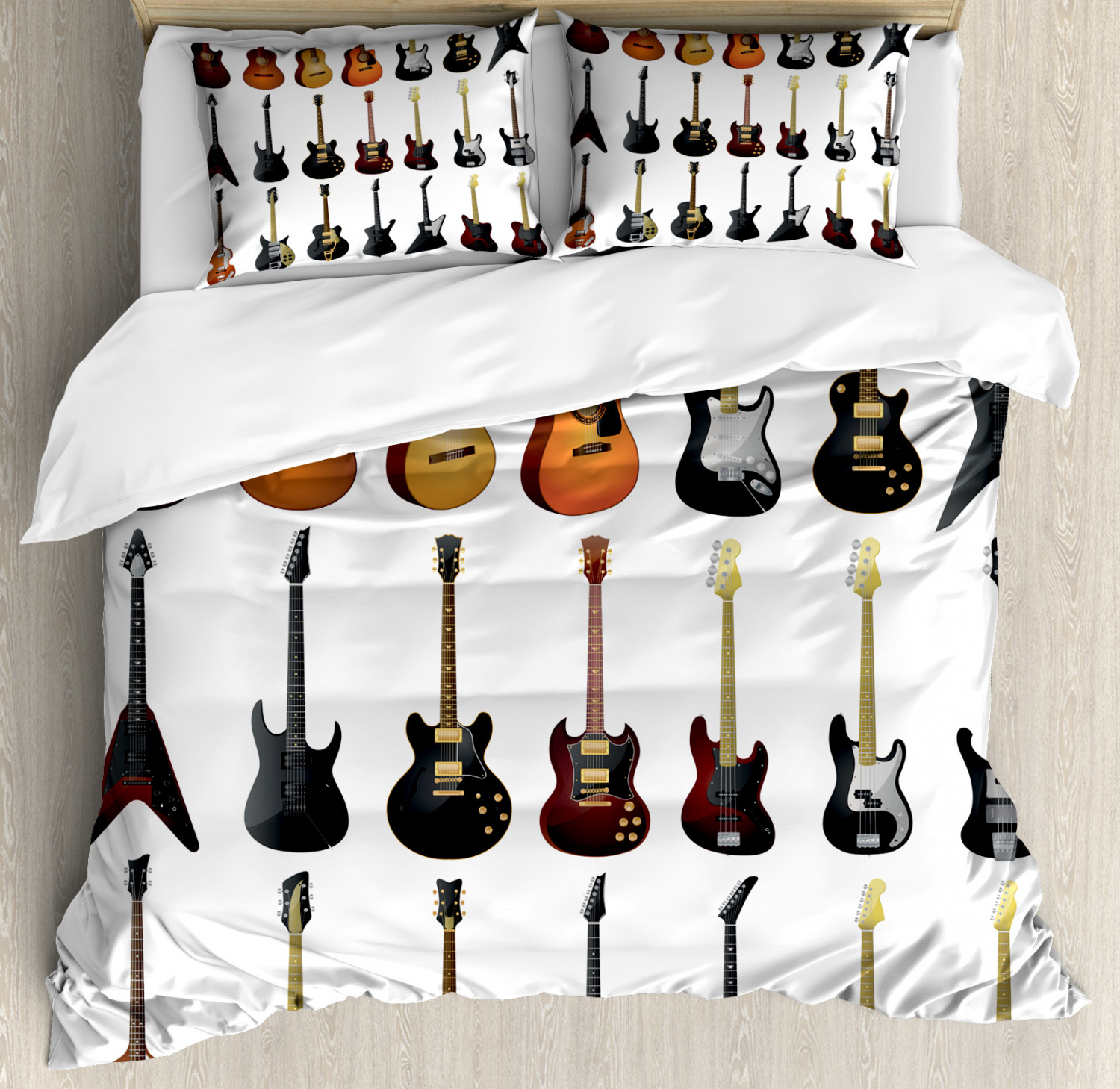 Music Duvet Cover Set Queen Size, Instruments Pattern Classical and ...