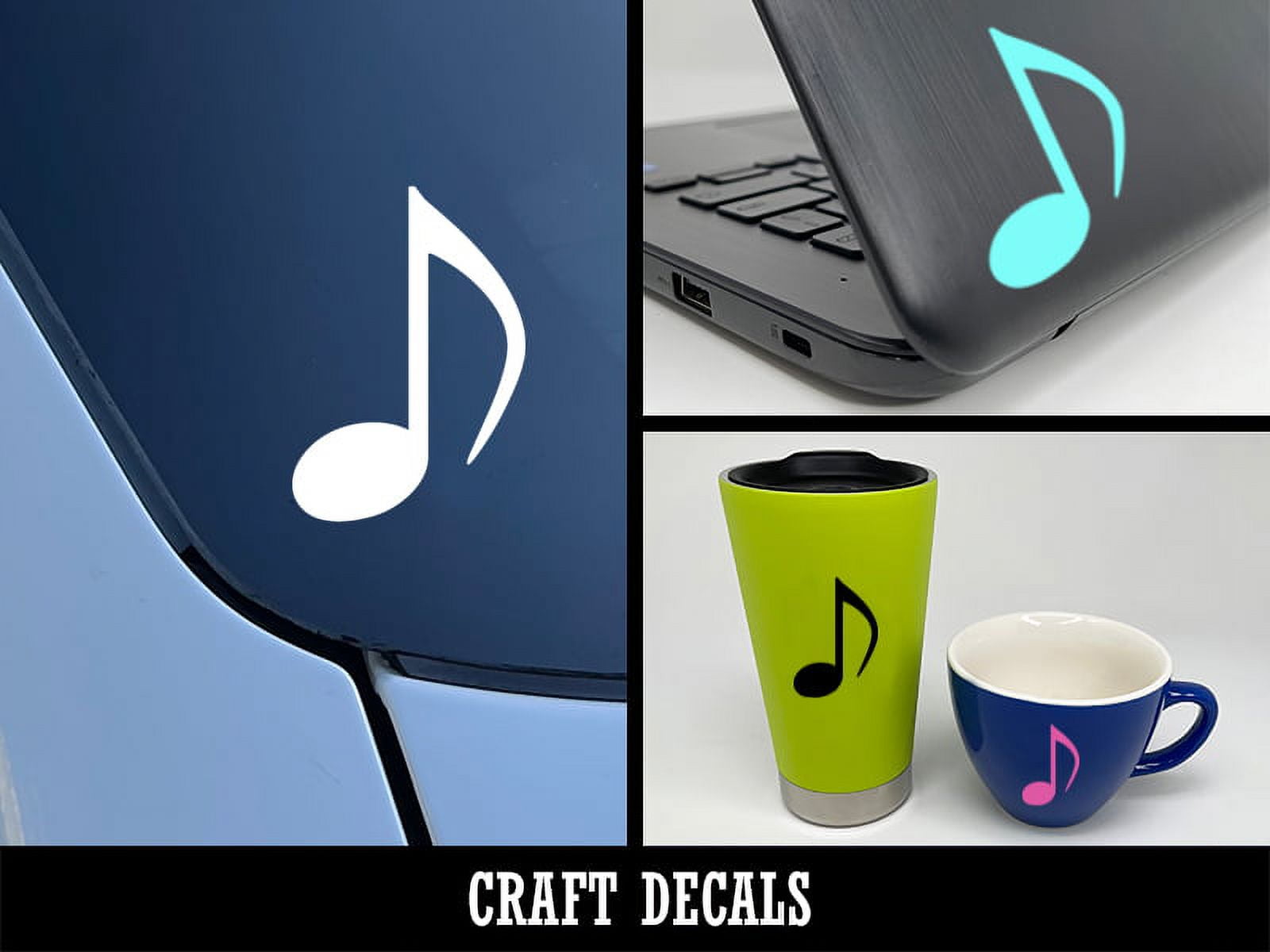 Music Eighth Note Craft Vinyl Indoor Outdoor Decal Sticker - White - 3 ...