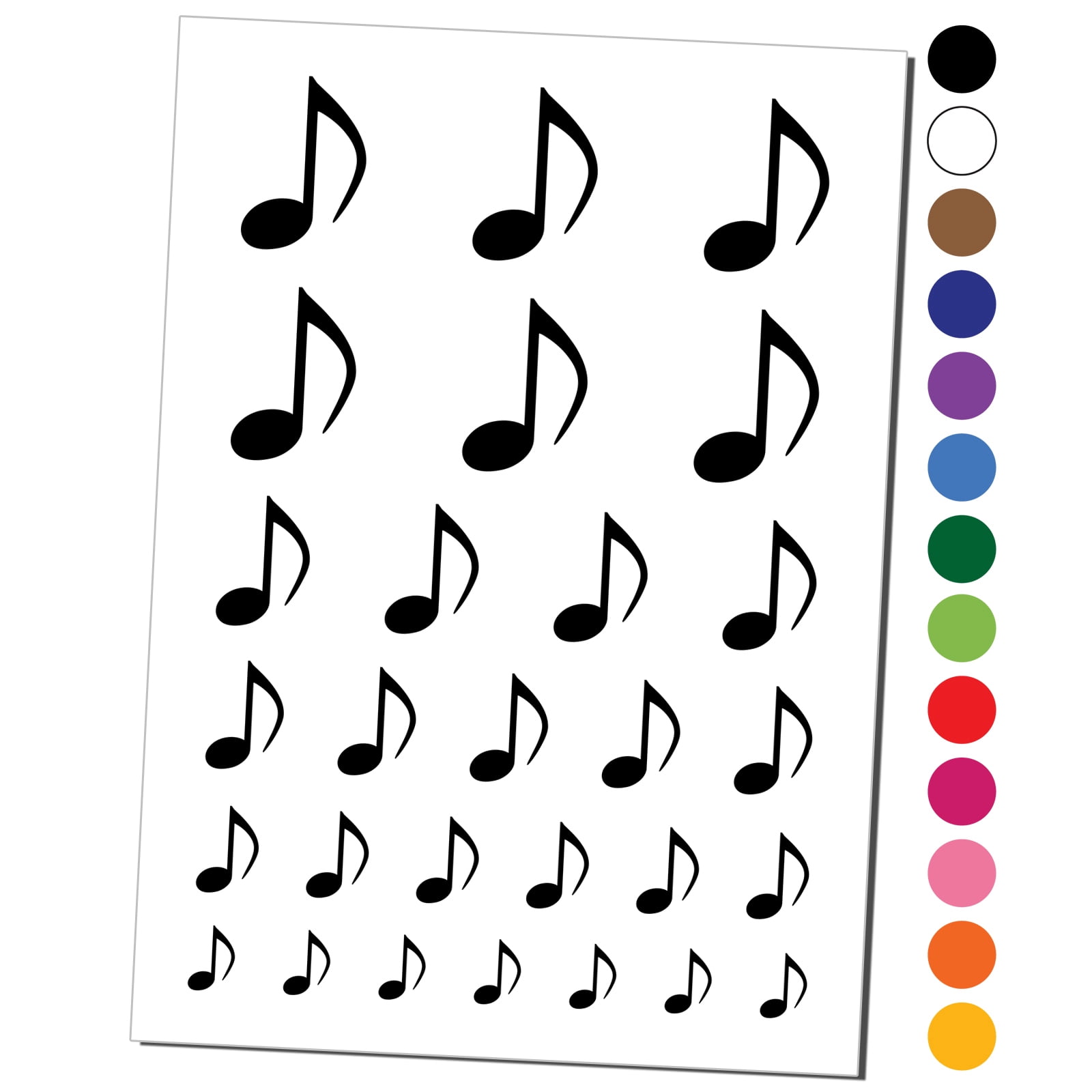 Music Eighth Note Water Resistant Temporary Tattoo Set Fake Body Art ...