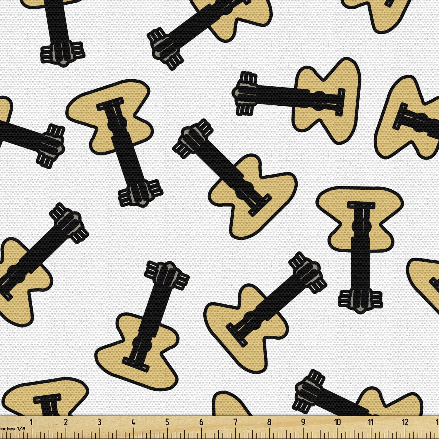 Ambesonne Music Fabric by the Yard Upholstery, Cartoon Art Acoustic ...