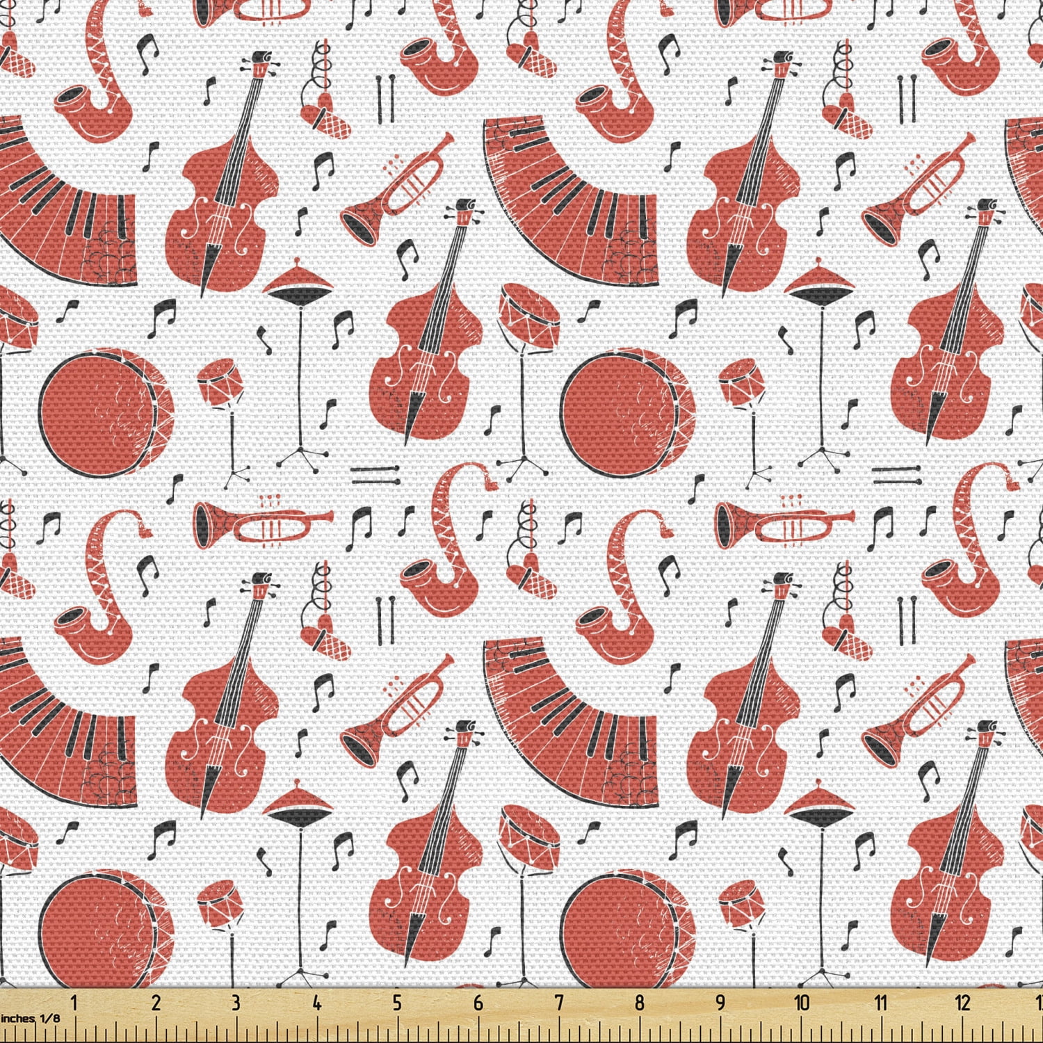 Music Fabric by the Yard Upholstery, Various Musical Instruments ...