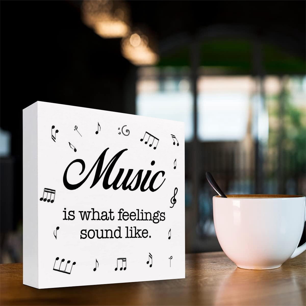 Music is What Feelings Sound Like Wooden Box Sign - Motivational ...