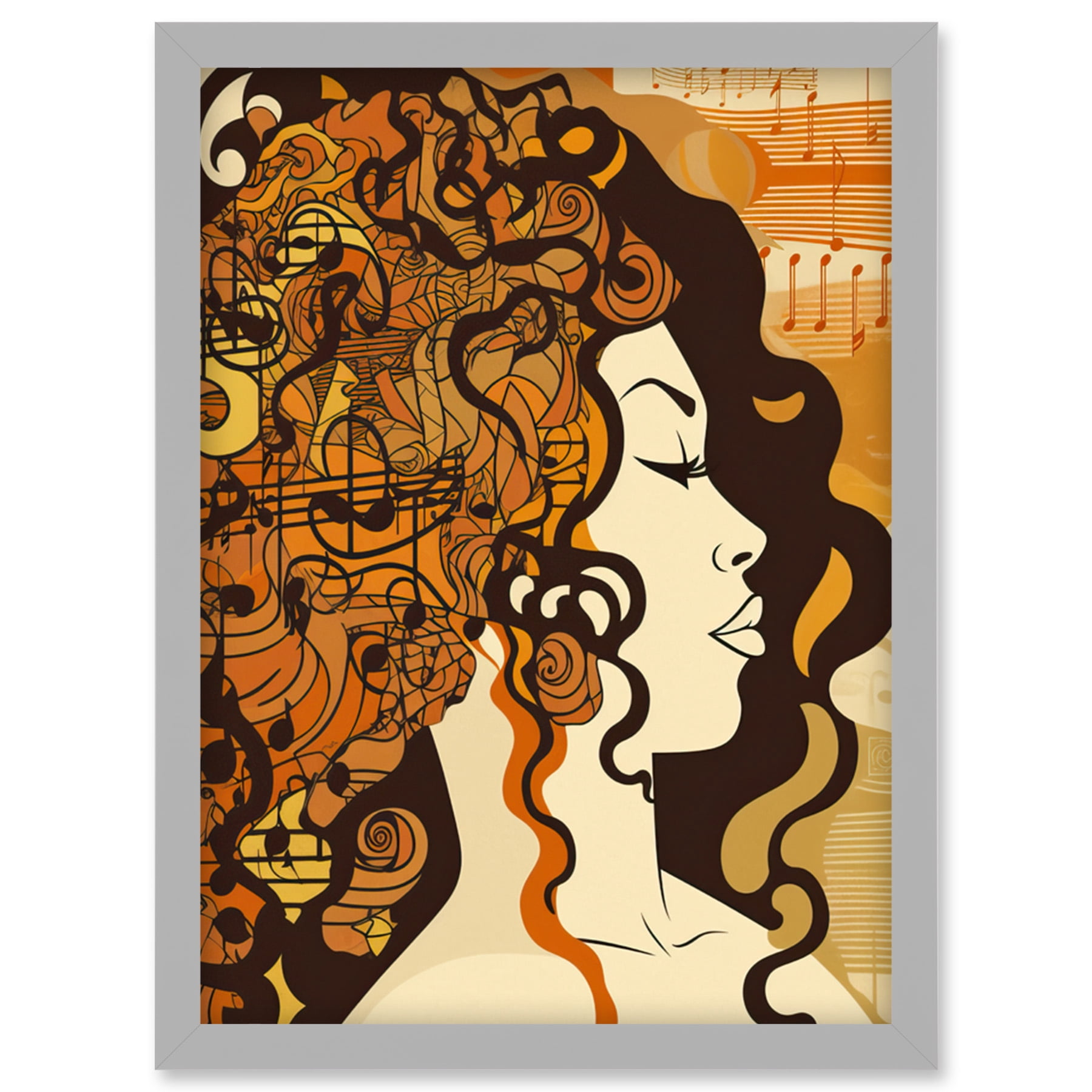 Music Festival Retro Illustration Boho Poster Artwork Framed Wall Art ...