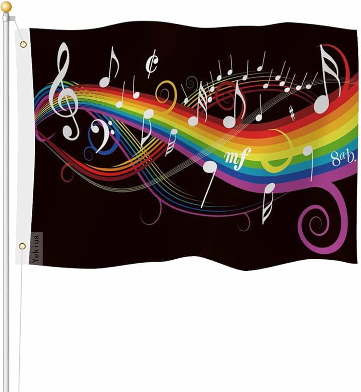 Music Flag 3X5 Ft Outdoor Rainbow Music Musical Note Melody Premium ...