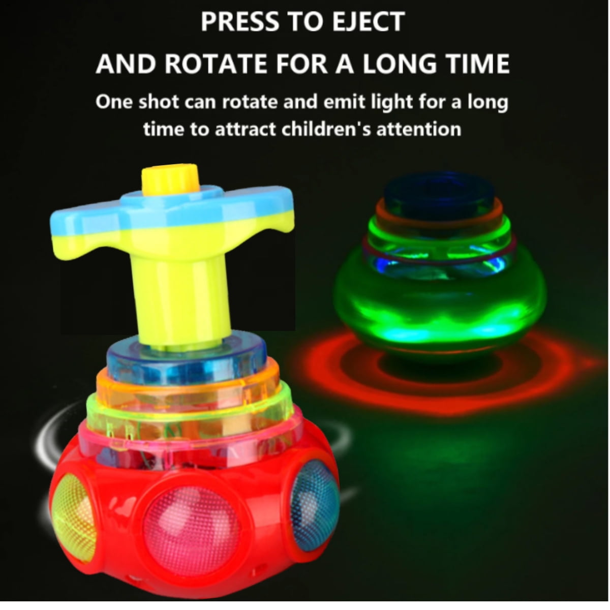 Music Flashing Spinners Toy with Launcher, 3 Pcs LED Light Up Flashing ...