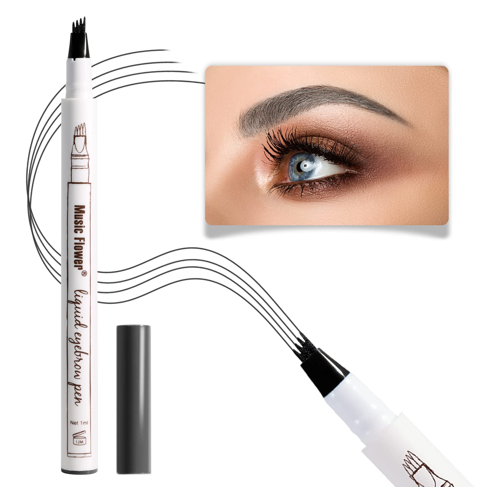 Music Flower Eyebrow Pen, Liquid Eyebrow Pen, Waterproof Brow Pencil ...