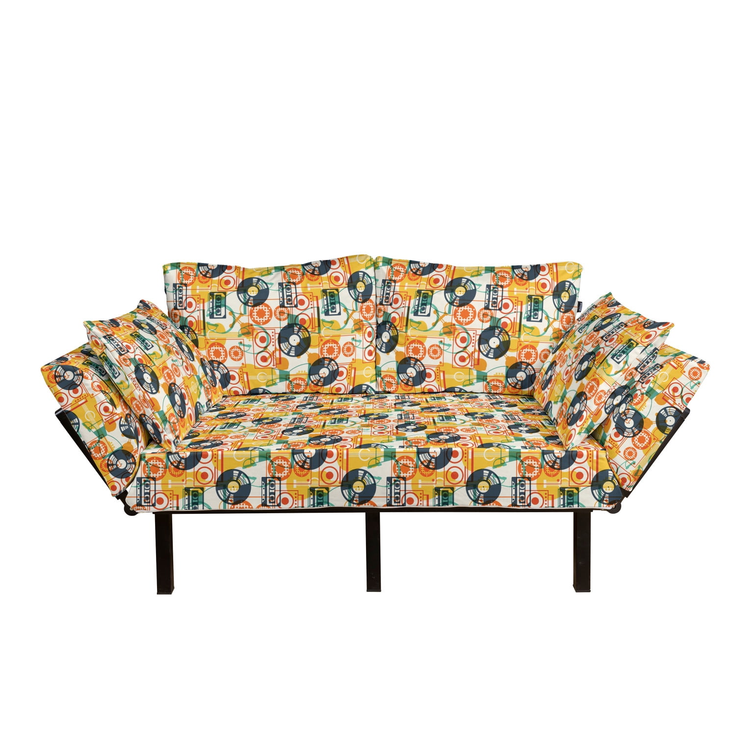 Music Futon Couch, Pattern with Musical Instruments in Flat Design ...