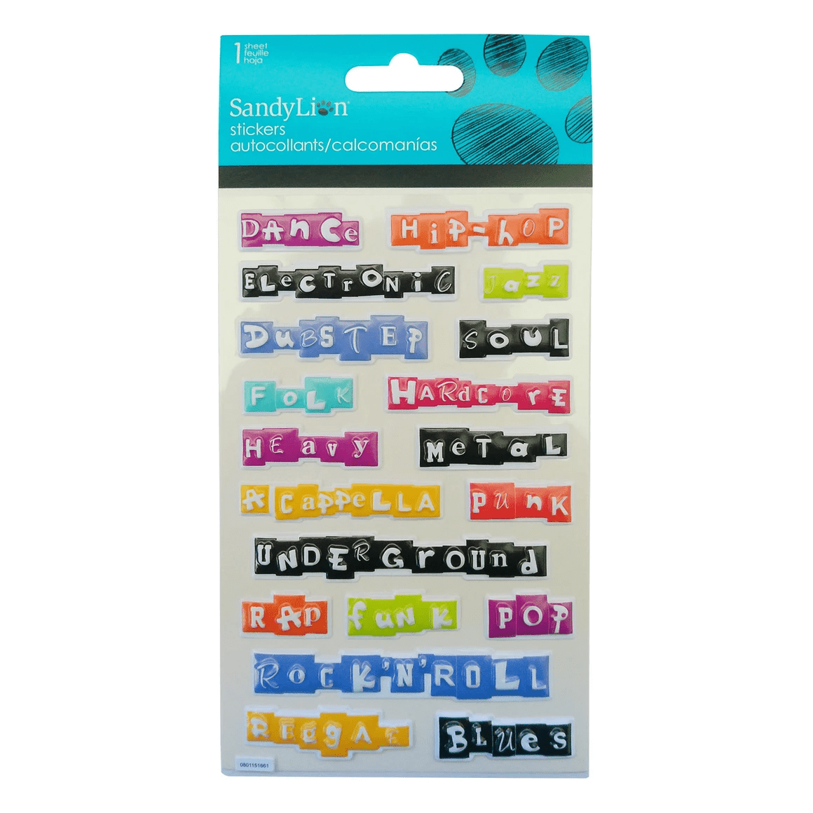 Music Genres Bubble Stickers, Mod Style Stickers Featuring Various ...