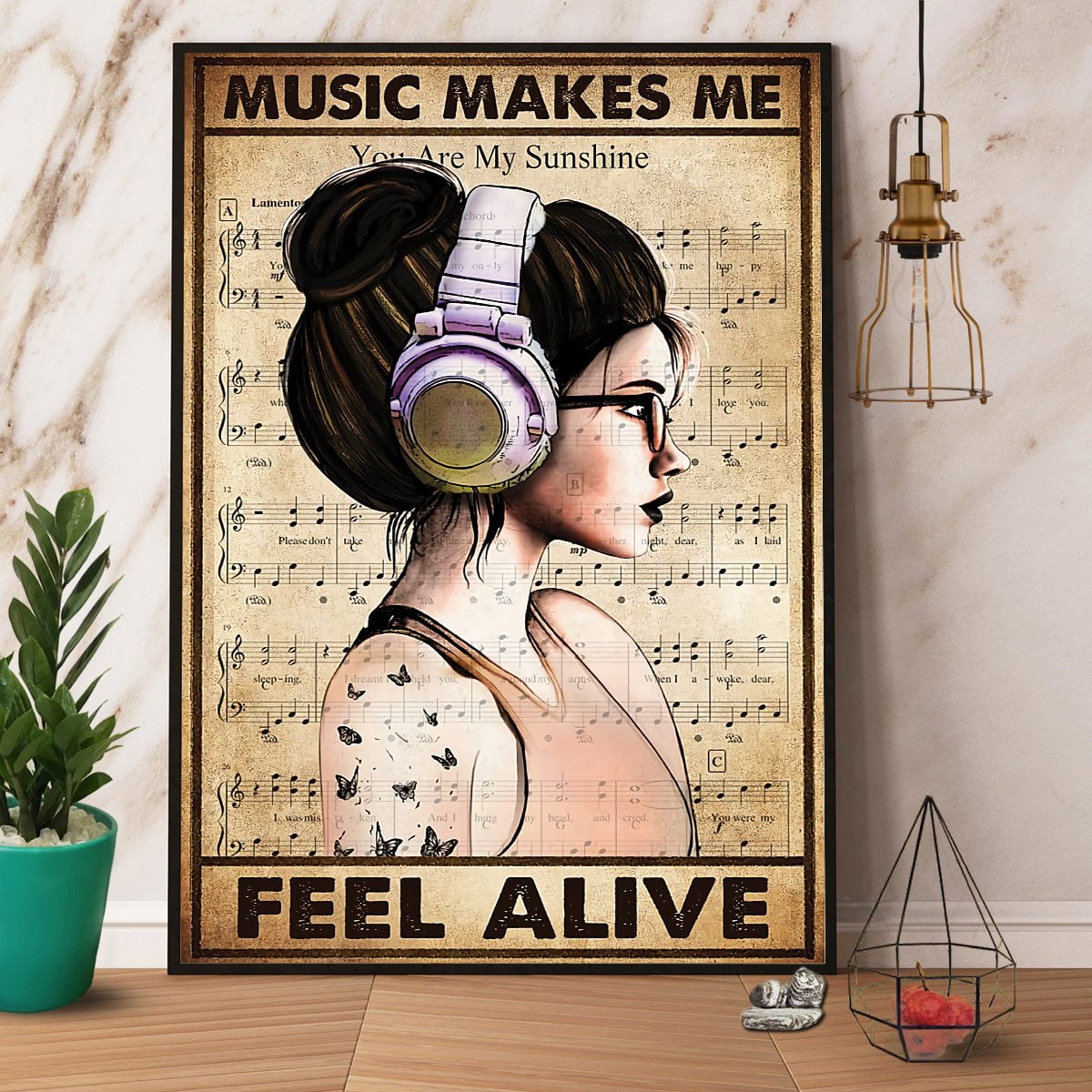 Music Girl Music Makes Me Feel Alive Vertical Paper Poster No Frame 24 ...