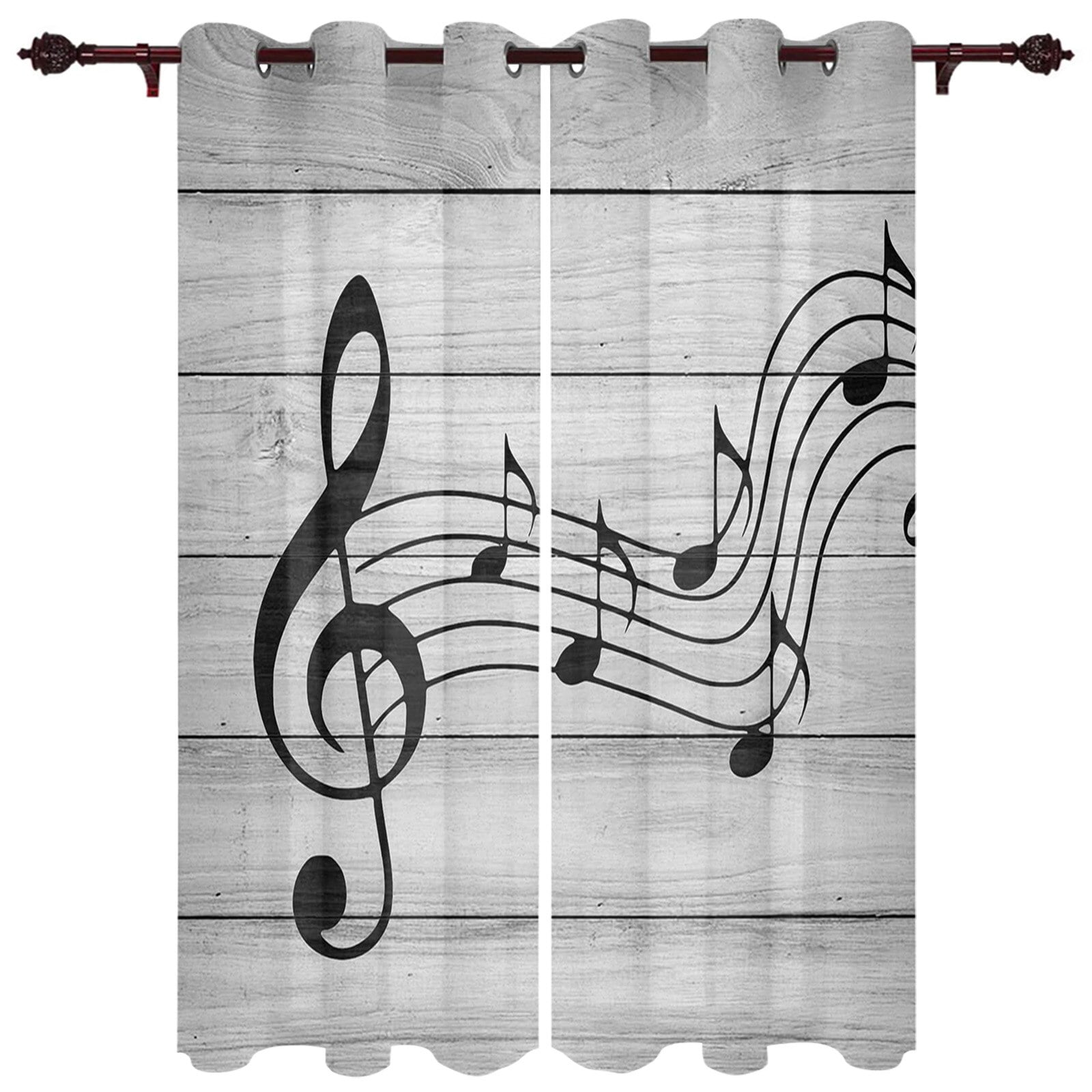 Music Girl Musical Notes Kitchen Curtain Kids Bedroom Living Room ...