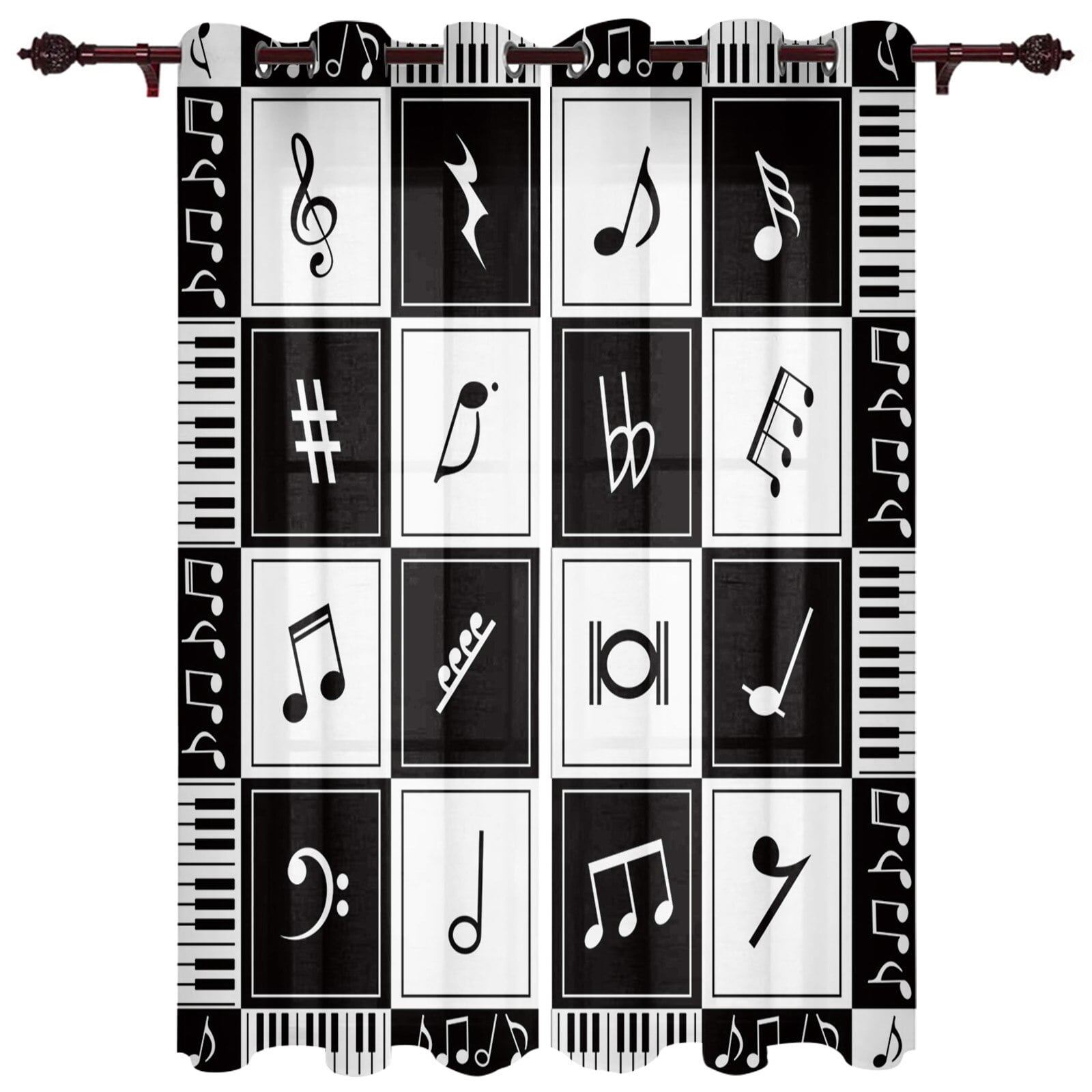 Music Girl Musical Notes Kitchen Curtain Kids Bedroom Living Room ...
