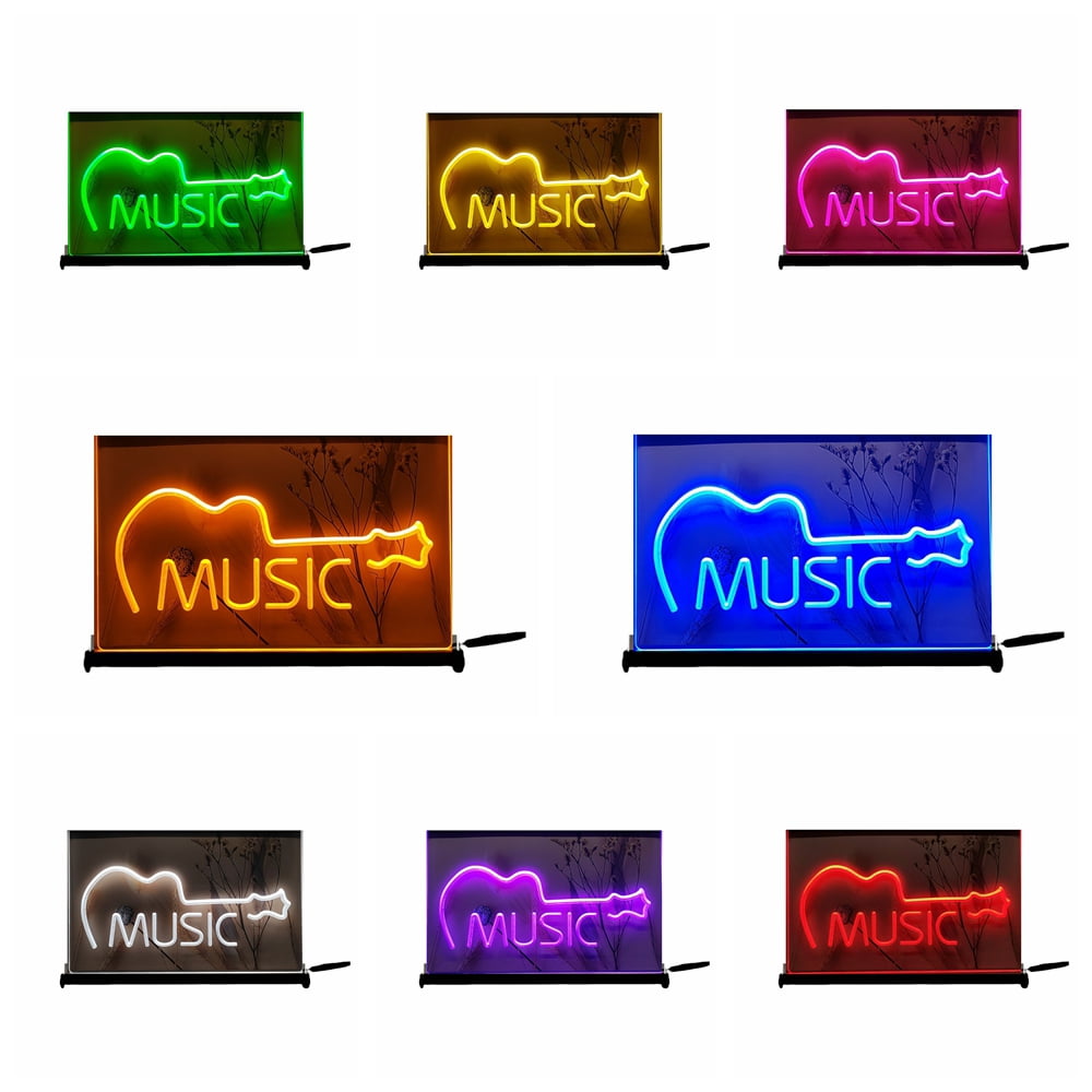 Music Guitar Bar Live Pub Vintage LED Neon Sign-Posters,3DCarving,Wall ...