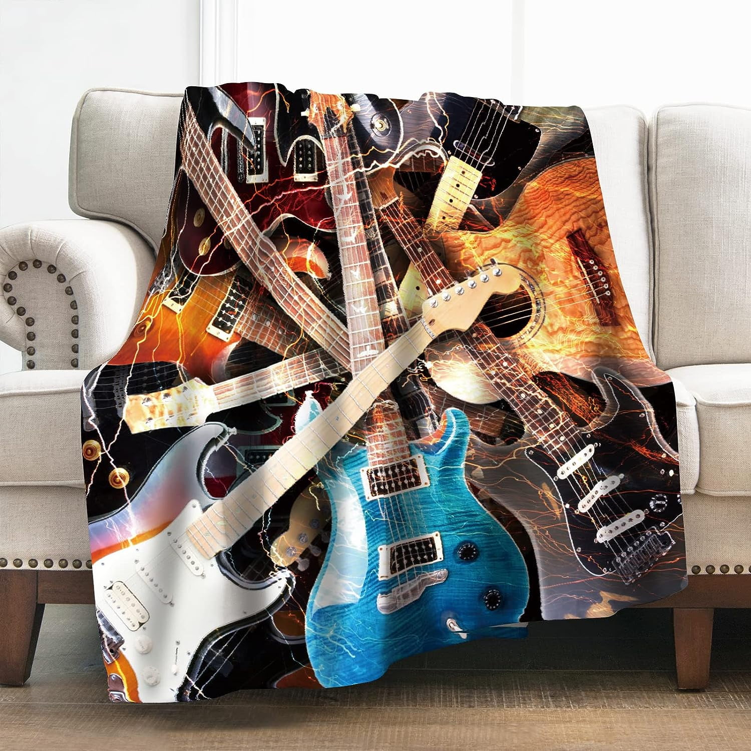 Music Guitar Blanket Gifts for Women Girls Boys, Rock Instrument ...