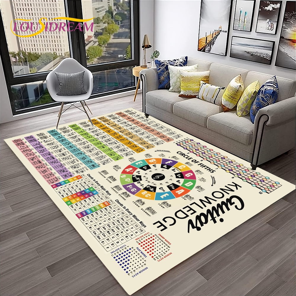 Music Guitar Chord Theory Chart Piano Carpet Rug for Home Living Room ...