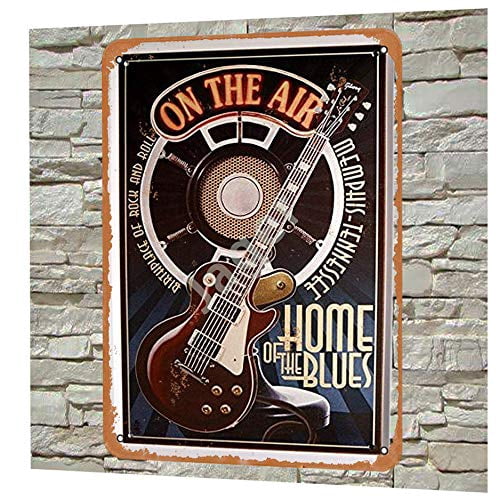 Music Guitar Home of The Blues Retro Metal Decor Wall Plaque Vintage ...