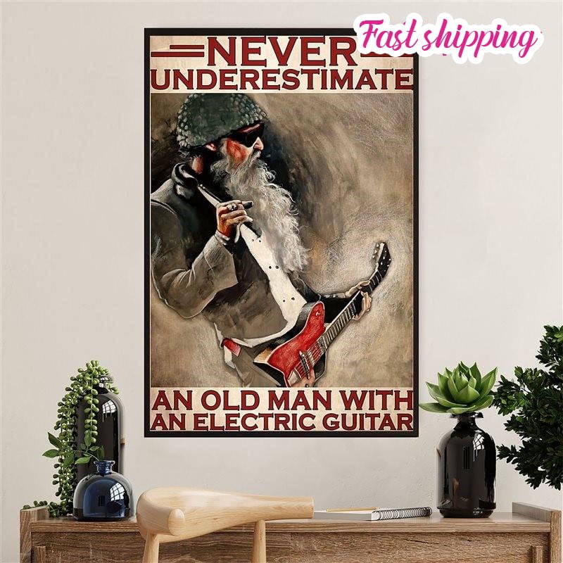Music Guitar Old Man With An Electric Guitar Home Dcor Guitarist poster ...