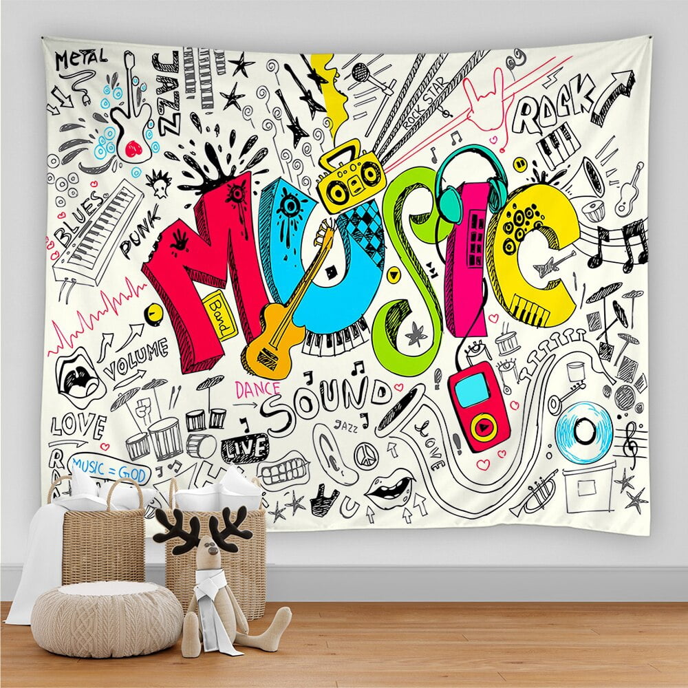 Music Guitar Tapestry Mandala Wall Hanging Royal Blue 3D Hippie Wall ...