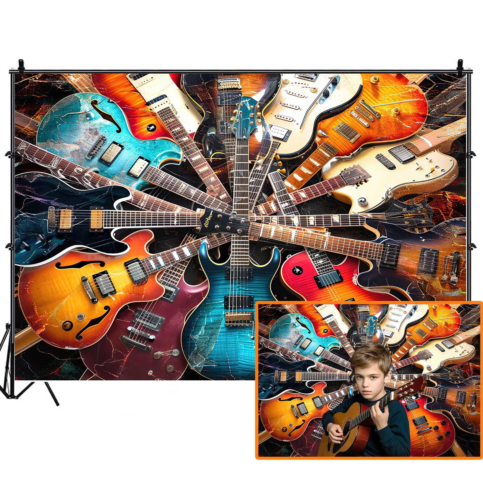 Music Guitar Themed Party Backdrops for Photoshoot, Rock and Roll Men ...