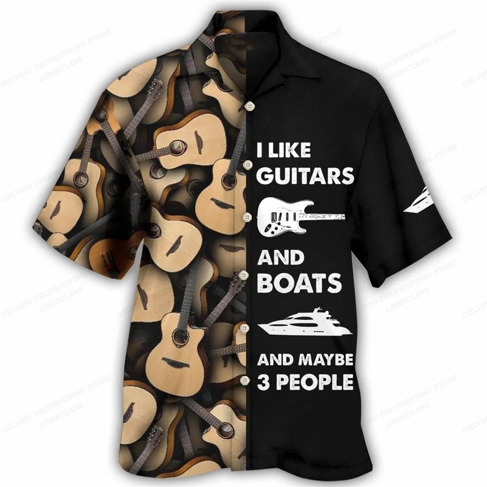 Music Hawaiian Shirt Men Fashion Short Sleeve Casual Shirts Beach Blouse Men's Clothing Camping ...