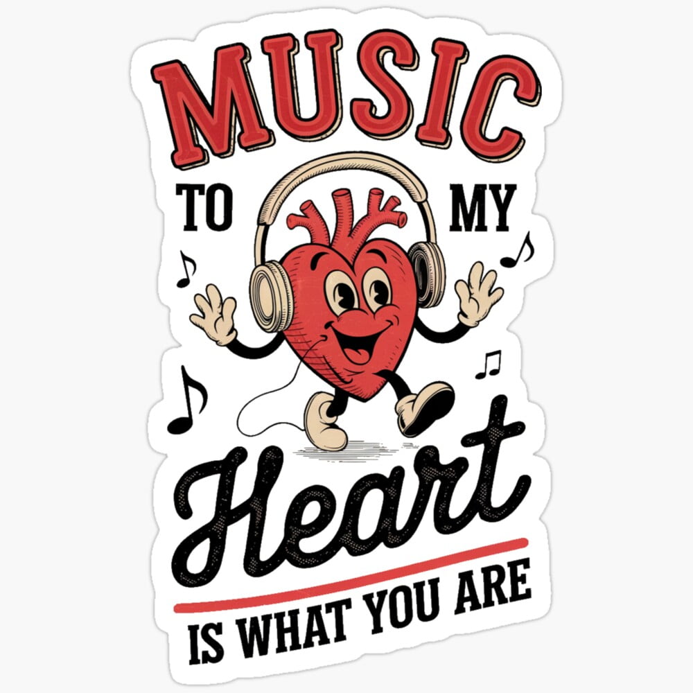 Music To My Heart Headphone Heart Design Stickerphone Decal Water ...