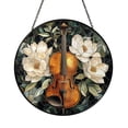 Music Instrument Floral Stained Glass Style Suncatcher – Home Decor ...