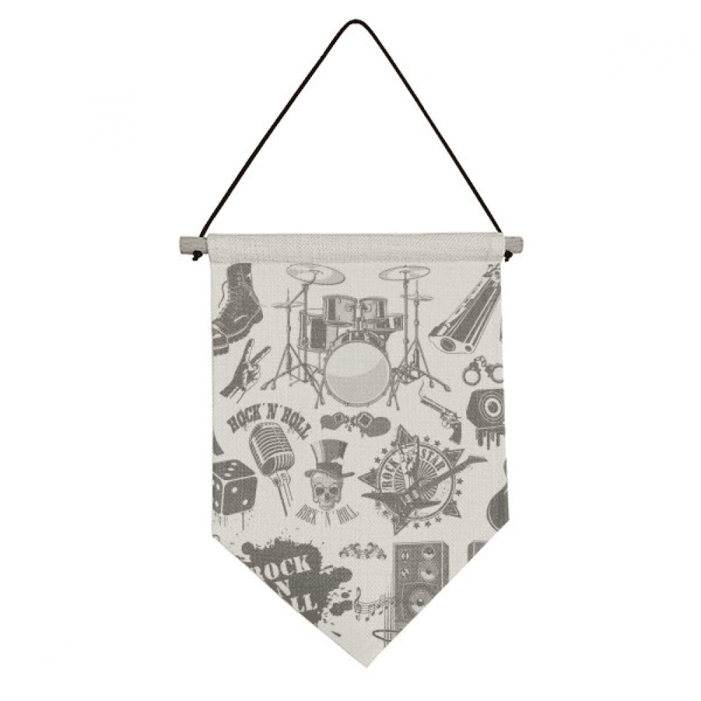 Music Instruments Combination Illustrate Pattern Canvas Flag Hanging ...