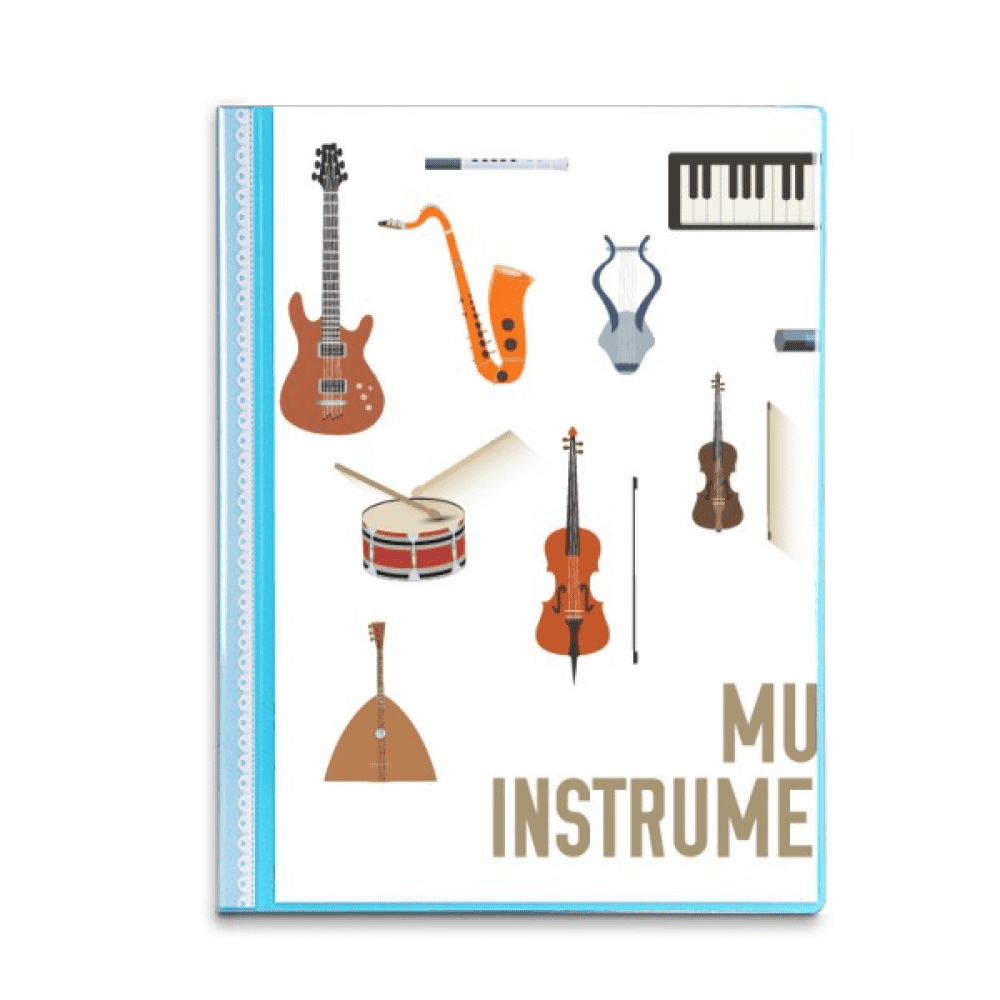 Music Instruments Combination Pattern Book Sheet Protectors Portfolio ...