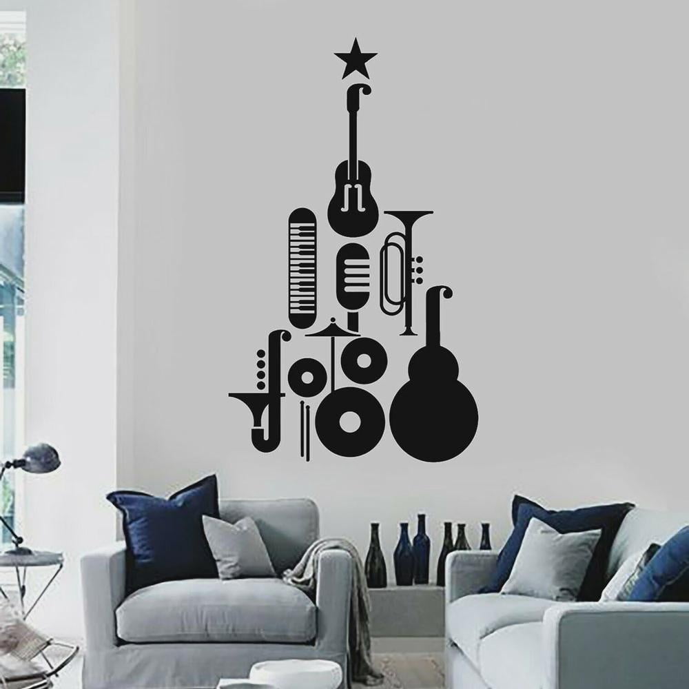 Music Instruments Vinyl Wall Decal Jazz Festival Musical Studio Teens ...
