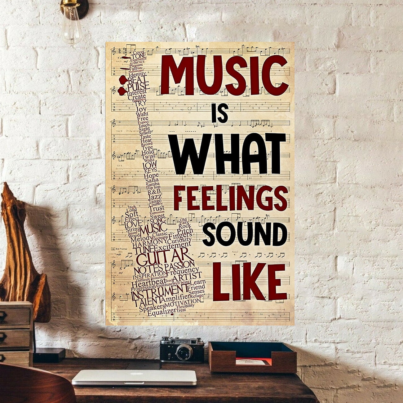 Music Is What Feelings Sound Like Guitar Poster music Poster 24 x 36 ...