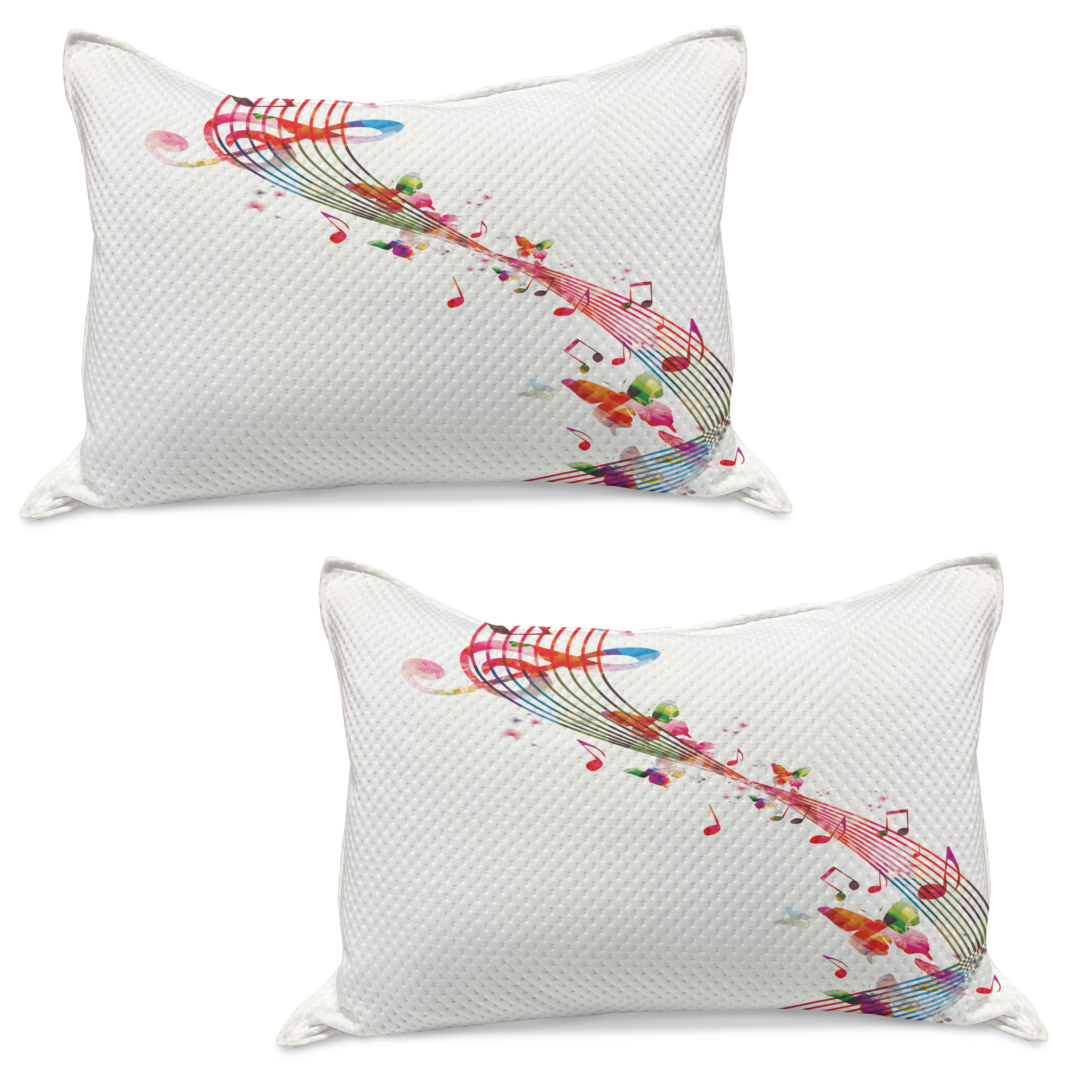 Music Knitted Quilt Pillowcover Set of 2, Colorful Art with Musical ...