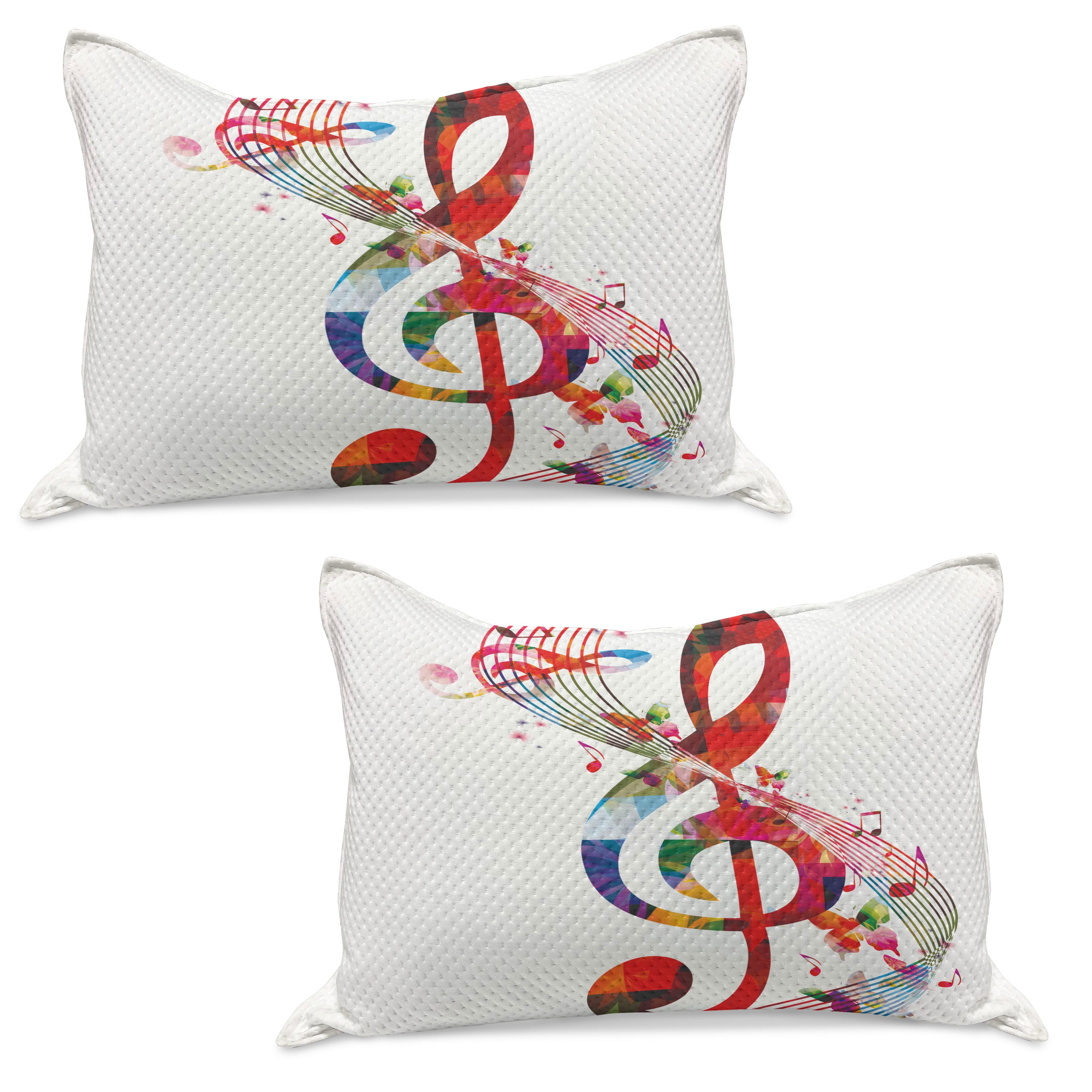 Music Knitted Quilt Pillowcover Set of 2, Fantasy Theme Musical Notes ...