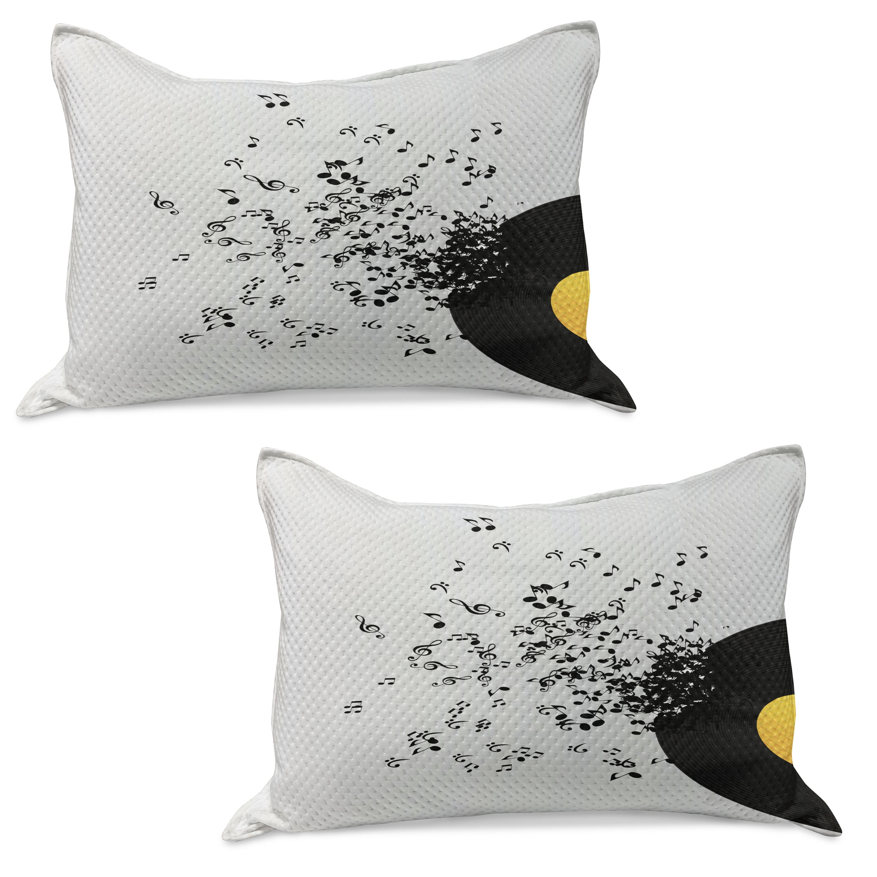 Music Knitted Quilt Pillowcover Set of 2, Flying Music Notes Abstract ...