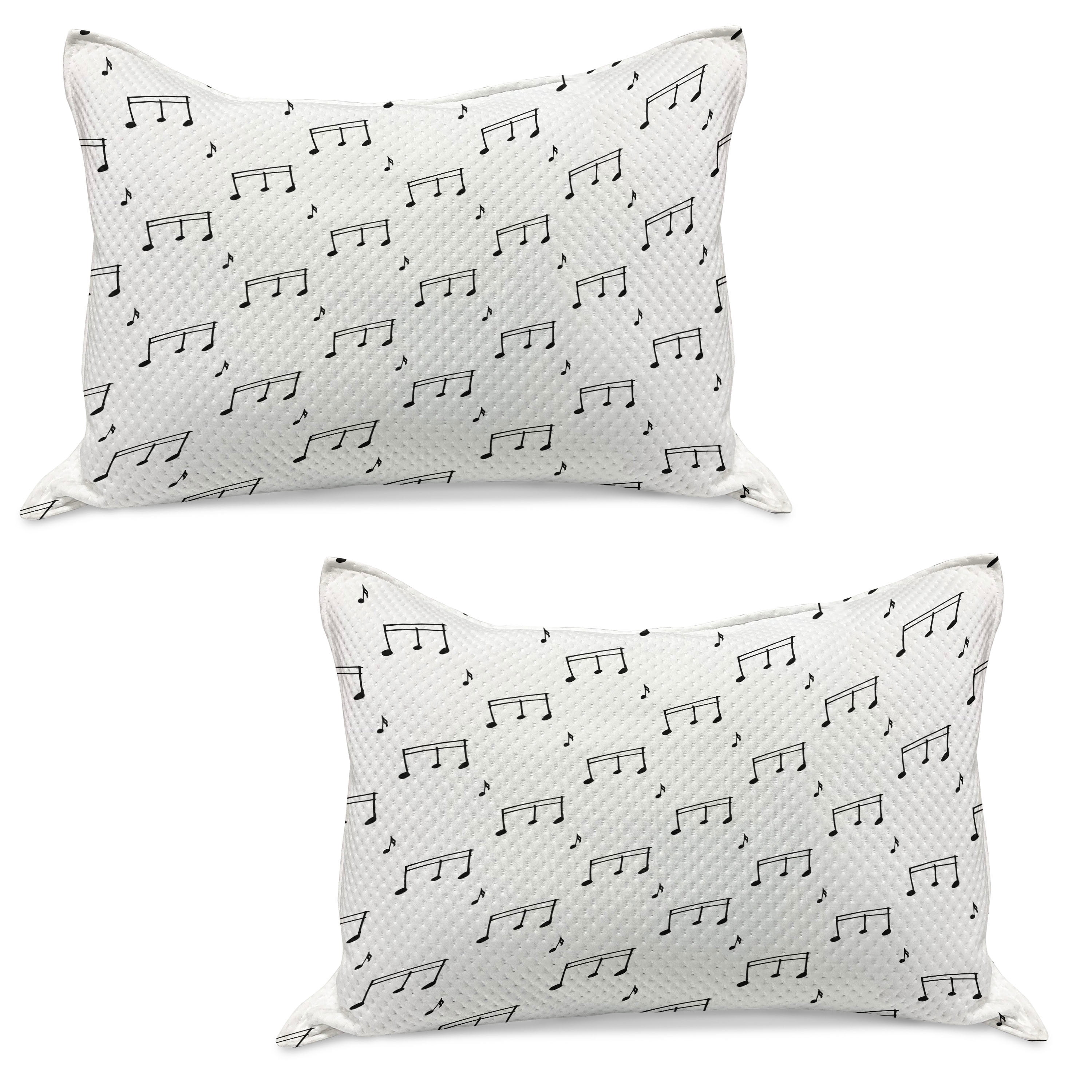 Music Knitted Quilt Pillowcover Set of 2, Musical Notes Theme Melody ...