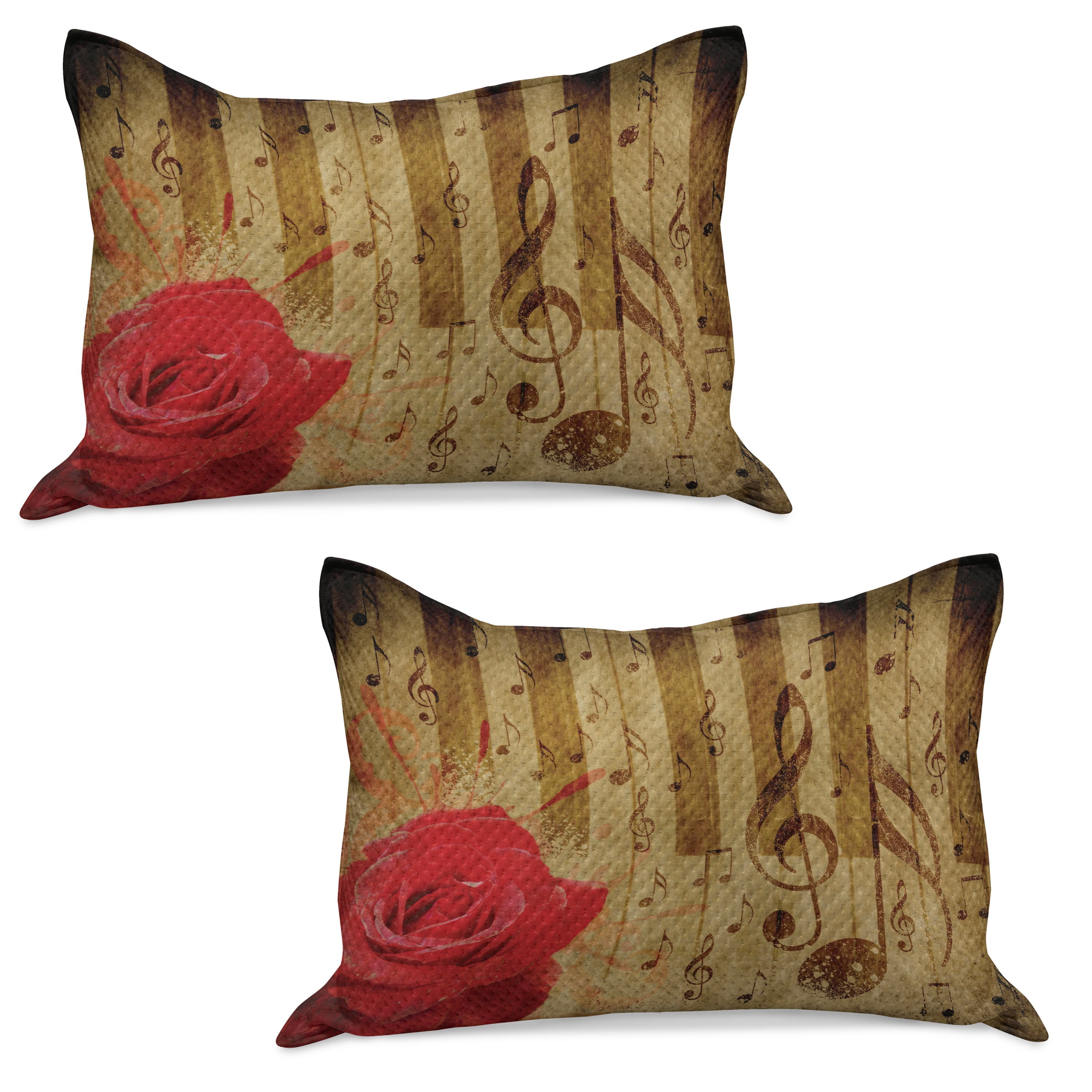 Music Knitted Quilt Pillowcover Set of 2, Notes and Musical Symbols on ...