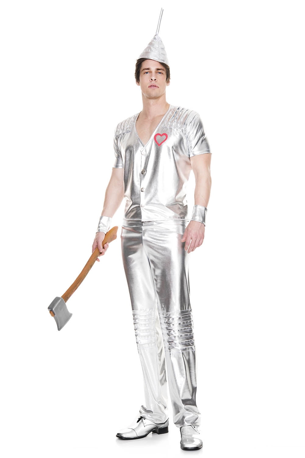 Music Legs Tin Man Costume for Adults with Wet Look Silver Top, Large ...