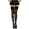 Music Legs Women's 4506-BLACK-WHITE Opaque Spider & Web Print Thigh ...