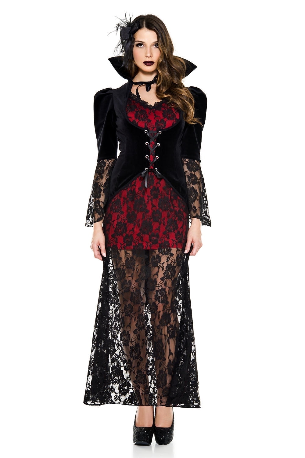 Music Legs Women's Black Widow Vampire Costume for Women with Velvet ...