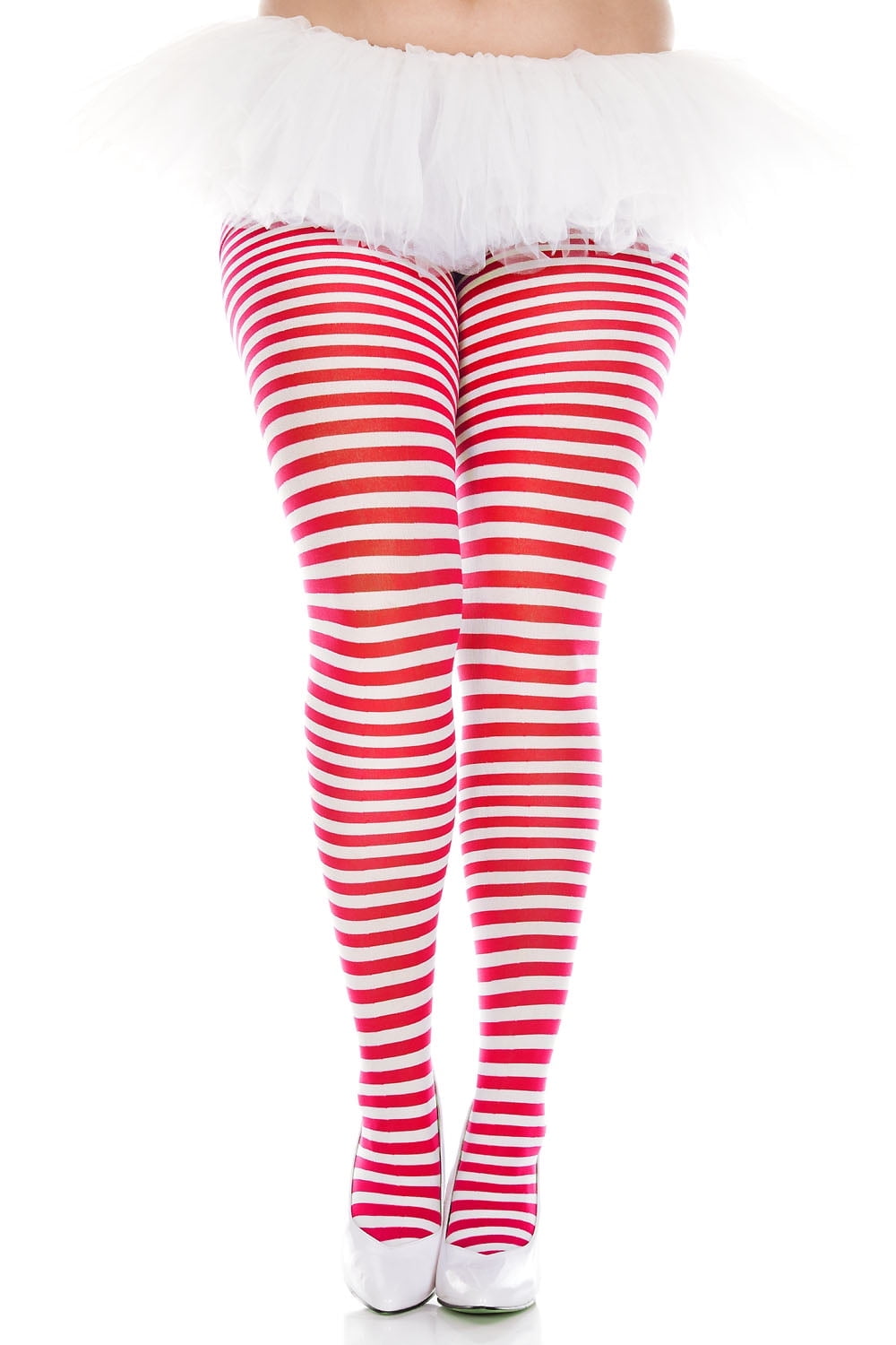 Music Legs Women's Plus size striped tights 7471Q-RED-WHITE - Walmart.com