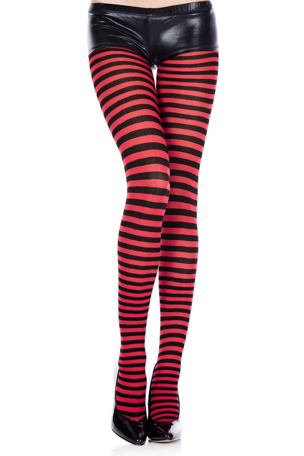 Music Legs Women's Striped Tights, Style 7471 7471-BLK/RED - Walmart.com