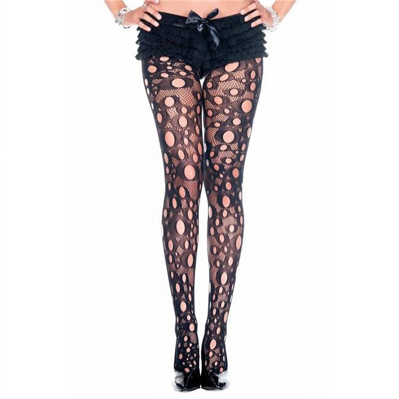 Music Legs Women's Women's Circle Cut Out Fishnet Pantyhose; Black ...