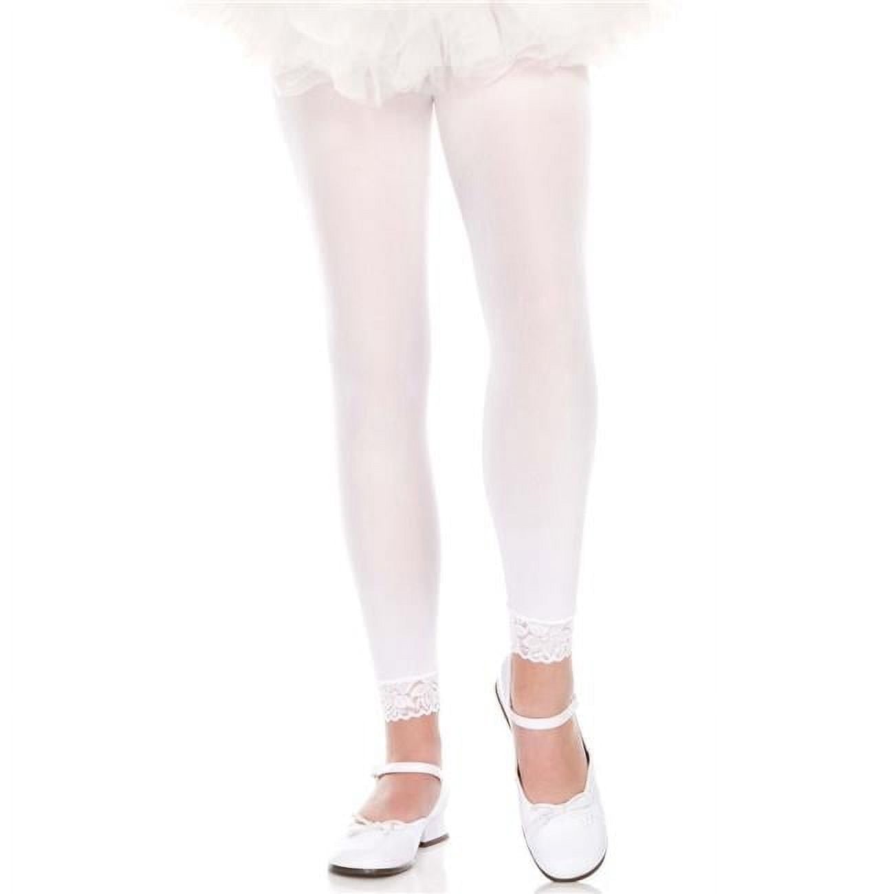 Music Legs Women's Women's Girls Opaque Leggings with Lace Trim; White ...
