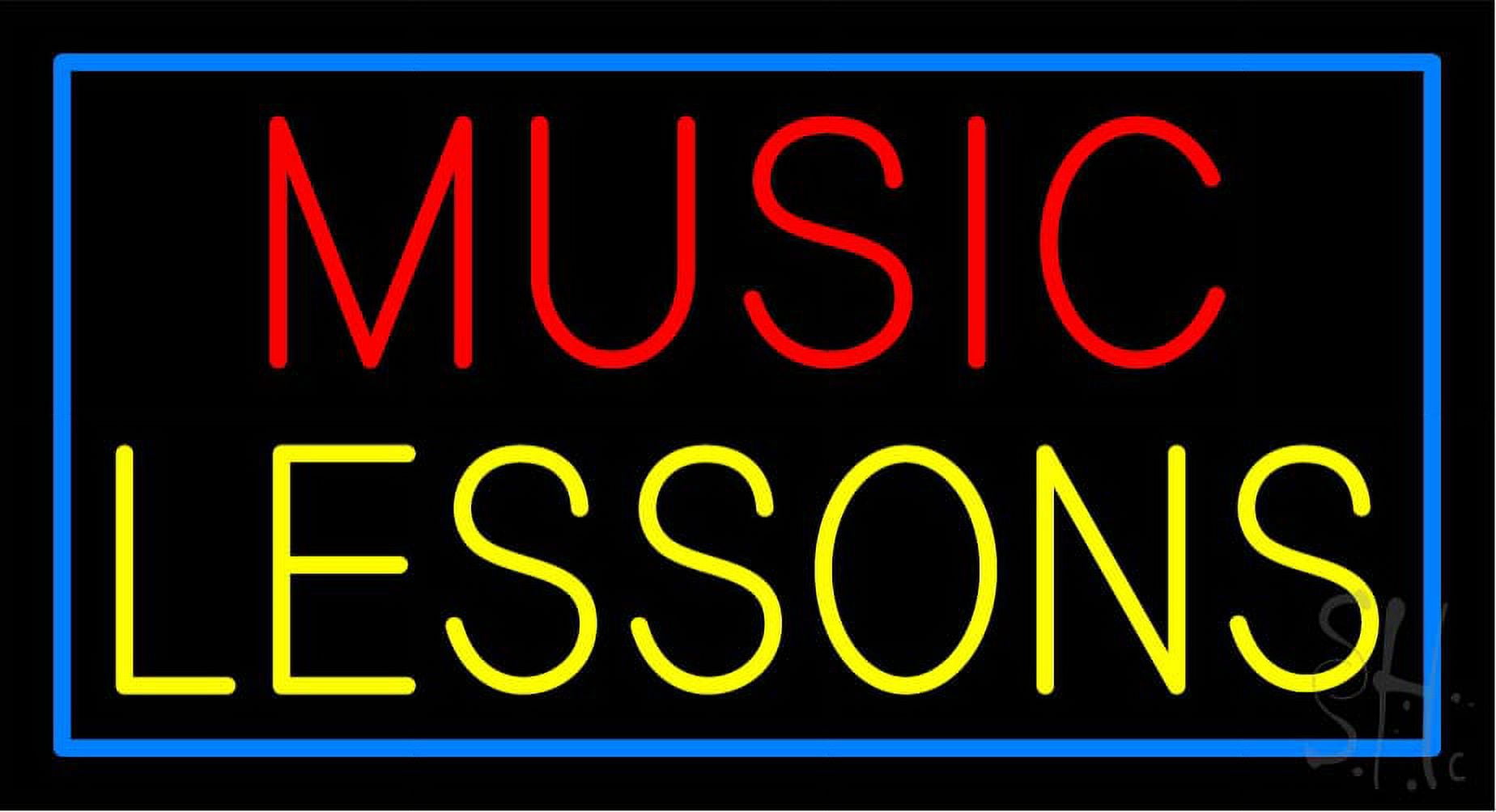 Music Lessons LED Neon Sign 13" Tall x 24" Wide - inches Black Square ...