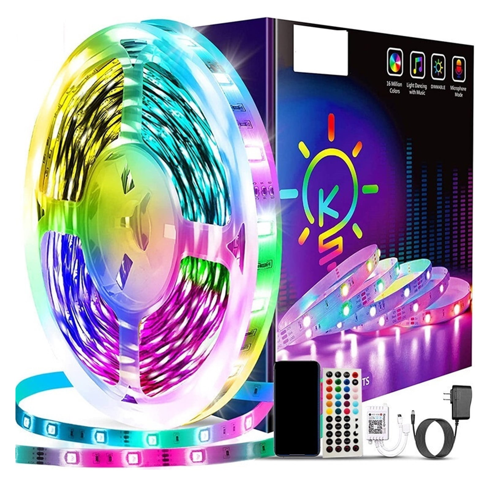 Music Light Strip Set RGB Smart Light Strip With DIY Remote,Led Lights ...