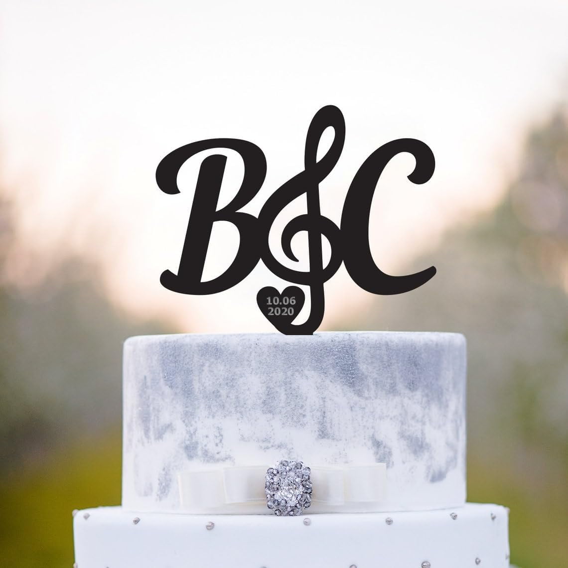 Music Lover Wedding Cake Topper,Treble Clef Music Wedding Initials Cake ...